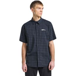 Funktionshemd Jack Wolfskin "NORBO S/S SHIRT M", Herren, Gr. M (50), Normalgr&ouml;&szlig;en, blau (nightblau, checks), Obermaterial: 95% Polyamid, 5% sonstige Fasern, Hemden