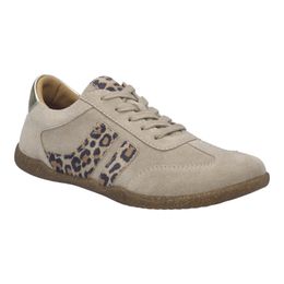 Sneaker Josef Seibel "Cassandra 11", Damen, Gr. 42, beige kombiniert, Veloursleder, Animal-Print, Schuhe Sneaker, Halbschuh, Komfortschuh, Schn&uuml;rschuh mit Lederinnensohle, G-Weite