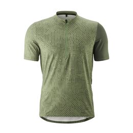 Radtrikot Gonso "Adventure Jersey Halfzip M", Herren, Gr. 3XL, gr&uuml;n (schilfgr&uuml;n), 88% Polyester (recycelt), 12% Elasthan, Rundhals, Trikots, Herren Fahrradtrikot kurzarm, R&uuml;ckentasche mit RV, Quick-Dry, Slim Fit