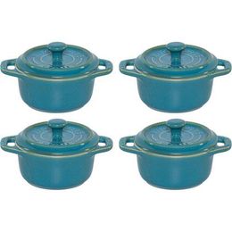 Staub Mini Cocotte Set 4-tlg. rund, Keramik, antik-t&uuml;rkis