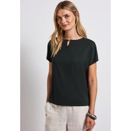 T-Shirt Street One, Damen, Gr. 34, gr&uuml;n (pine grove gr&uuml;n), Stoff, 95% Viskose, 5% Elasthan, unifarben, normal normal, U-Boot-Ausschnitt, abgesteppt, Shirts T-Shirt, aus softer Viskose