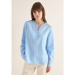 Langarmbluse Cecil, Damen, Gr. L (42), cloud blau, Web, 75% Baumwolle, 25% Modal, gestreift, klassisch normal, V-Ausschnitt, breiter Bund, Blusen, Knopf