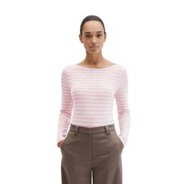 Marc O'Polo Langarmshirt MARC O'POLO "aus Slubjersey", Damen, Gr. XXL, light lila, Obermaterial: 100% Baumwolle, gestreift, Basic, regular fit, U-Boot-Ausschnitt, normaler Saum, Shirts Langarmshirt