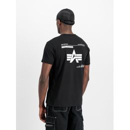 Rundhalsshirt Alpha Industries "Label T BP", Herren, Gr. XXL, schwarz, Single Jersey, Obermaterial: 100% Baumwolle, bedruckt, regular fit normal, Rundhals, Shirts Rundhalsshirt