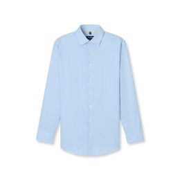 Businesshemd OLYMP "OLYMP Luxor 24/Seven, modern fit, New Kent", Herren, Gr. 38, Normaler Arm, bleu, 64% Baumwolle, 27% Polyester, 9% Elasthan, Hemden