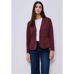 Sweatblazer Street One, Damen, Gr. 46, truffle rot, Jersey, 93% Baumwolle, 7% Elasthan, unifarben, normal normal, V-Ausschnitt, abgesteppt, Blazer, im soften Baumwoll-Mix