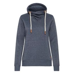 Longpullover oxmo "Sweatshirt OXMille", Damen, Gr. S, blau (total eclipse melange), Obermaterial: 55% Polyester PES. 45% Baumwolle CO., Pullover Longpullover
