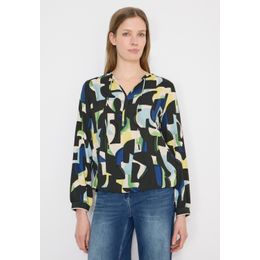 Langarmbluse Cecil, Damen, Gr. XXL (46), raw khaki, Stoff, 100% Viskose, gemustert, klassisch normal, Rundhals, Rippb&uuml;ndchen, Blusen, aus satinierter Viskose