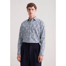 Businesshemd Seidensticker "Schwarze Rose", Herren, Gr. L (42), normale &Auml;rmell&auml;ngen, grau, 100% Baumwolle, bedruckt, tailored fit, 2-Knopf-Manschette, Hemden, Shaped 1/1 Kentkragen Druck