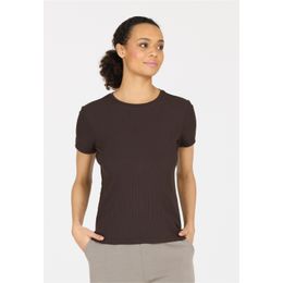 ENDURANCE ATHLECIA Funktionsshirt ATHLECIA "Lankae", Herren, Gr. 34, dunkelbraun, 57% Baumwolle, 38% Modal, 5% Elasthan, unifarben, kurz, Rundhals, Shirts Funktionsshirt, mit schnell trocknenden Eigenschaften