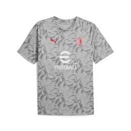 Trainingsshirt Puma "AC Milan Aufw&auml;rmtrikot Herren", Herren, Gr. M, wei&szlig; (smokey gray wei&szlig;), Obermaterial: 100% Polyester, slim fit, Rundhals, Shirts