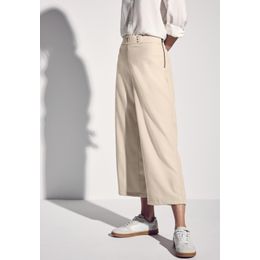 Stoffhose Street One, Damen, Gr. 42, L&auml;nge 26, beige (barley beige), Stoff, 97% Polyester, 3% Elasthan, unifarben, loose fit wadenlang, Hosen Stoffhose, High Waist