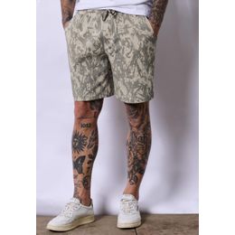 Shorts Street One MEN, Herren, Gr. XL44, beige (basic beige), Web, 96% Baumwolle, 4% Elasthan, bedruckt, regular fit kurz, Hosen Shorts, Elastikbund mit Tunnelzug