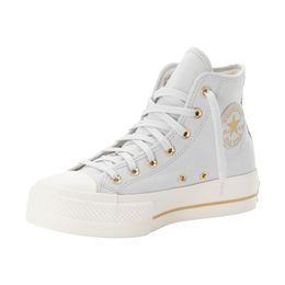 Sneaker Converse "CHUCK TAYLOR ALL STAR LIFT PLATFORM TAILORED LINES", Damen, Gr. 37, grau (barely grau, egret, gold), Textil, Schuhe Sneaker