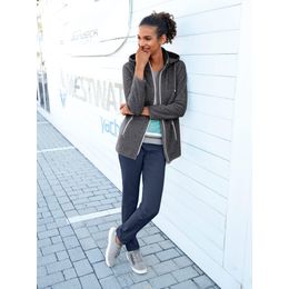 Fleecejacke Casual Looks, Damen, Gr. 38, grau (anthrazit, meliert), 100% Polyester, unifarben, Jacken Fleecejacke
