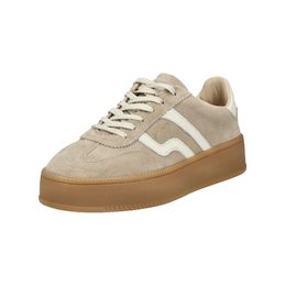 Plateausneaker Gant "Gant Sneaker Veloursleder", Damen, Gr. 42, beige, wei&szlig;, Veloursleder, Schuhe Plateausneaker