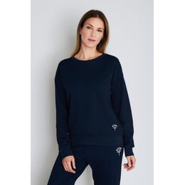 JOOP! Sweatshirt JOOP "Comfort", Damen, Gr. 34, navy, Interlock, Obermaterial: 80% Baumwolle, 20% Elasthan, Basic h&uuml;ftbedeckend, Rundhals, angesetztes B&uuml;ndchen, Sweatshirts Sweatshirt, mit Rundhalsausschnitt und langen &Auml;rmeln, Cotton-Mix
