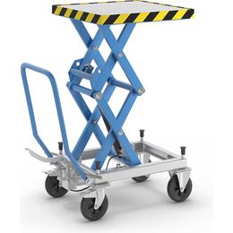 eurokraft pro Doppelscheren-Hubtischwagen, Tragf&auml;higkeit 500 kg, Hubbereich 460 - 1400 mm, Vollgummireifen