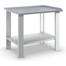 eurokraft basic Werkbank, Baukastensystem, H&ouml;he 850 mm, Stahlblech-Arbeitsplatte, BxT 1000 x 700 mm