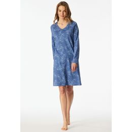Nachthemd uncover by Schiesser "Uncover Nightwear", Damen, Gr. 42, N-Gr, blau (899, blau), Single Jersey, Obermaterial: 100% Baumwolle, bequem kniefrei, V-Ausschnitt, Kleider Nachthemd, Baumwolle, Single Jersey-Qulit&auml;t, V-Neck, weich, atmungsaktiv
