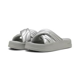 Sandale Puma "Leadcat Platform Metallic Sandalen Damen", Damen, Gr. 42, silber (aged silber gray echo), Obermaterial: Synthetik; Futter: Textil; Innensohle: Synthetik; Laufsohle: Synthetik, Schuhe Sandale