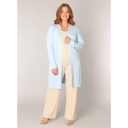 Longstrickjacke Base Level Curvy "Ayla long", Damen, Gr. 44, light blau, Strick, Obermaterial: 94% Viskose, 6% Elasthan, figurumspielend knieumspielend, eingesetzt abgesteppt, Strickjacken Longstrickjacke, Figurumspielende, weiche Strickqualit&auml;t