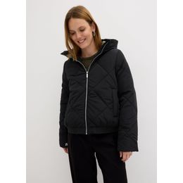 bonprix Kurze Steppjacke mit Futter in Kontrastfarbe, schwarz