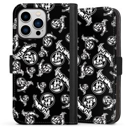 DeinDesign iPhone 13 Pro Handy Klapph&uuml;lle Handyh&uuml;lle aus Kunst Leder schwarz Flip Case Muster 1. Fc K&ouml;ln Official Licensed Product Sideflip mit Lasche