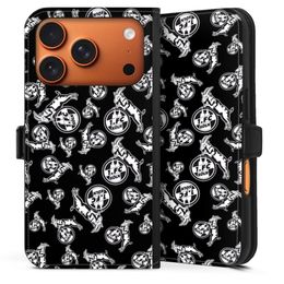 DeinDesign iPhone 17 Pro Handy Klapph&uuml;lle Handyh&uuml;lle aus Kunst Leder schwarz Flip Case Muster 1. Fc K&ouml;ln Official Licensed Product Sideflip mit Lasche