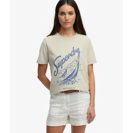 Superdry Damen Heritage Hamptons T-shirt Beige - Gr&ouml;&szlig;e: 42 21024215023899JI020