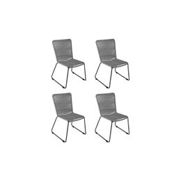 Esszimmerstuhl Rope Chair Polyester Grau Eisen-Gestell schwarz ISRA (4er Set)