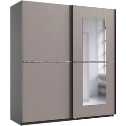 Schwebet&uuml;renschrank wimex "Dundee, Glitzern und Funkeln im Schlafzimmer durch Strassdekor", grau (grafit, saharagrau absetzung strass), B:180cm H:198cm T:64cm, Holzwerkstoff, Schr&auml;nke, Schwebet&uuml;renschrank, Kleiderschrank mit Spiegel, 180x64x198cm, Made in Germany