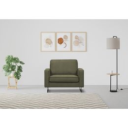 Loveseat Home Affaire "Pinto 105 cm, Cord, Chenille, Lederoptik", gr&uuml;n (khaki), B:105cm H:85cm T:97cm, Kunstleder (65% Polyester, 35% Lederfasern);Cord (92% Polyester, 8% Polyamide), Sessel, mit Keder, Metallf&uuml;&szlig;en und auch in Cord Bezug erh&auml;ltlich