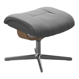 Fu&szlig;hocker stressless "Mayfair", grau (wild dove batick), B:55cm H:41cm T:39cm, Leder BATICK: BATICK ist ein leicht korrigiertes, durchgef&auml;rbtes und genarbtes M&ouml;belleder, bei dem die meisten Unebenheiten und Spuren in der Regel entfernt wurden., Hocker, Fu&szlig;hocker, mit Cross Base, Gr&ouml;&szlig;e S, M & L, Holzakzent Eiche