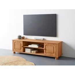 Lowboard OTTO HOME "Mette", beige (natur gebeizt, gewachst), B:160cm H:46cm T:40cm, FSC-zertifiziertes Massivholz, Sideboards, Lowboard, Kommode mit Kabeldurchf&uuml;hrung und einem Einlegeboden