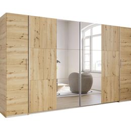 Schwebet&uuml;renschrank Rauch "Kleiderschrank Dreht&uuml;renschrank Schrank Garderobe KRONACH TOPSELLER", beige (eiche artisan, griffleisten alu, mit 2 spiegel), B:354cm H:210cm T:59cm, Holzwerkstoff, Schr&auml;nke, Schwebet&uuml;renschrank, Kombischrank optional mit 1 oder 2 Spiegel viele B&ouml;den MADE IN GERMANY