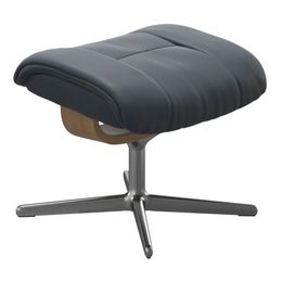 Fu&szlig;hocker stressless "Mayfair", blau (atlantic blau batick), B:55cm H:41cm T:39cm, Leder BATICK: BATICK ist ein leicht korrigiertes, durchgef&auml;rbtes und genarbtes M&ouml;belleder, bei dem die meisten Unebenheiten und Spuren in der Regel entfernt wurden., Hocker, Fu&szlig;hocker, mit Cross Base, Gr&ouml;&szlig;e S, M & L, Holzakzent Eiche