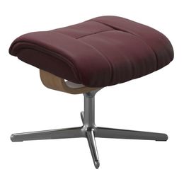 Fu&szlig;hocker stressless "Mayfair", rot (bordeaux batick), B:55cm H:41cm T:39cm, Leder BATICK: BATICK ist ein leicht korrigiertes, durchgef&auml;rbtes und genarbtes M&ouml;belleder, bei dem die meisten Unebenheiten und Spuren in der Regel entfernt wurden., Hocker, Fu&szlig;hocker, mit Cross Base, Gr&ouml;&szlig;e S, M & L, Holzakzent Eiche