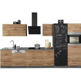 K&uuml;chenzeile KOCHSTATION "KS-Trier", grau (k&uuml;che: grau, korpus: grafit, arbeitsplatte: anthrazit), B:360cm T:60cm, Komplettk&uuml;chen-Sets, K&uuml;chenzeile, ohne E-Ger&auml;te, Breite 360 cm