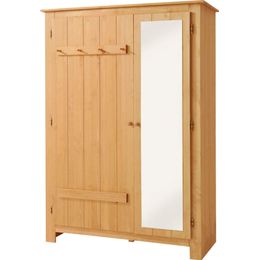 Garderobenschrank OTTO HOME "Bertram", beige (natur gebeizt, gewachst), B:120cm H:170cm T:50cm, Massivholz, Schr&auml;nke, Garderobenschrank, aus sch&ouml;nem massivem Kiefernholz, mit einer Spiegelt&uuml;r, H&ouml;he 170 cm
