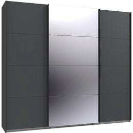 Kleiderschrank wimex "Mugano, Made in Germany, Lieferung bis in Deine Etage und Stellort", schwarz (grafit, griffe schwarz), B:225cm H:208cm T:65cm, Holzwerkstoff, Schr&auml;nke, Kleiderschrank, 3 Schwebet&uuml;ren, gro&szlig;e Gr&ouml;&szlig;en, mit oder ohne Spiegel, Metallgriffe
