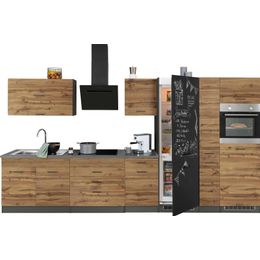 K&uuml;chenzeile KOCHSTATION "KS-Trier", grau (k&uuml;che: grau, korpus: grafit, arbeitsplatte: anthrazit), B:380cm T:60cm, Komplettk&uuml;chen-Sets, K&uuml;chenzeile, ohne E-Ger&auml;te, Breite 380 cm