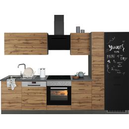 K&uuml;chenzeile KOCHSTATION "KS-Trier", grau (k&uuml;che: grau, korpus: grafit, arbeitsplatte: anthrazit), B:310cm T:60cm, Komplettk&uuml;chen-Sets, K&uuml;chenzeile, ohne E-Ger&auml;te, Breite 310 cm