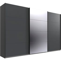 Kleiderschrank wimex "Mugano, Made in Germany, Lieferung bis in Deine Etage und Stellort", schwarz (grafit, griffe schwarz), B:313cm H:208cm T:65cm, Holzwerkstoff, Schr&auml;nke, Kleiderschrank, 3 Schwebet&uuml;ren, gro&szlig;e Gr&ouml;&szlig;en, mit oder ohne Spiegel, Metallgriffe