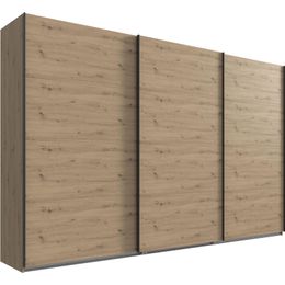 Kleiderschrank wimex "Mugano, Made in Germany, Lieferung bis in Deine Etage und Stellort", schwarz (artisan, eiche nachbildung, griffe schwarz), B:313cm H:208cm T:65cm, Holzwerkstoff, Schr&auml;nke, Kleiderschrank, 3 Schwebet&uuml;ren, gro&szlig;e Gr&ouml;&szlig;en, mit oder ohne Spiegel, Metallgriffe
