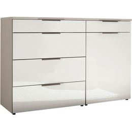 Kombikommode Wiemann "Como", wei&szlig; (kieselgrau, dekor, glas wei&szlig;, schiefer), B:120cm H:91,2cm T:43cm, Floatglas, Holzwerkstoff, Metall, Sideboards, Kombikommode, vormontiert