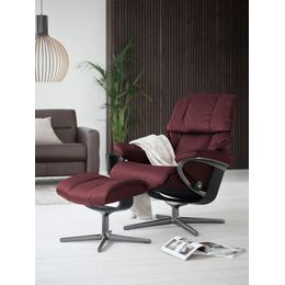 stressless "Reno" Set, Relaxsessel mit Hocker, mit Hocker, mit Cross Base, Gr&ouml;&szlig;e S, M & L, Holzakzent Schwarz