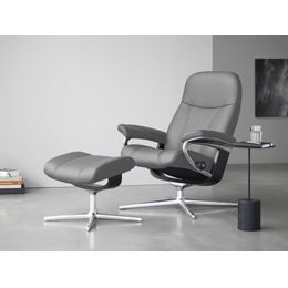 stressless "Consul" Set, Relaxsessel mit Hocker, mit Hocker, mit Cross Base, Gr&ouml;&szlig;e S, M & L, Holzakzent Schwarz