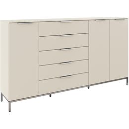 Kombikommode Rauch "Kommode T&uuml;rkommode Sideboard Kombikommode FLIPP", beige (beige (champagner)), B:200cm H:111cm T:42cm, Holzwerkstoff, Sideboards, Kombikommode, 3-t&uuml;rig mit 5 Schubladen und Soft-Close-Funktion