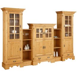 Wohnwand OTTO HOME "Milan", beige (natur), B:326cm H:199cm T:47cm, Massivholz, Kastenm&ouml;bel-Sets, Wohnwand, aus massiver Kiefer, FSC zertifiziert